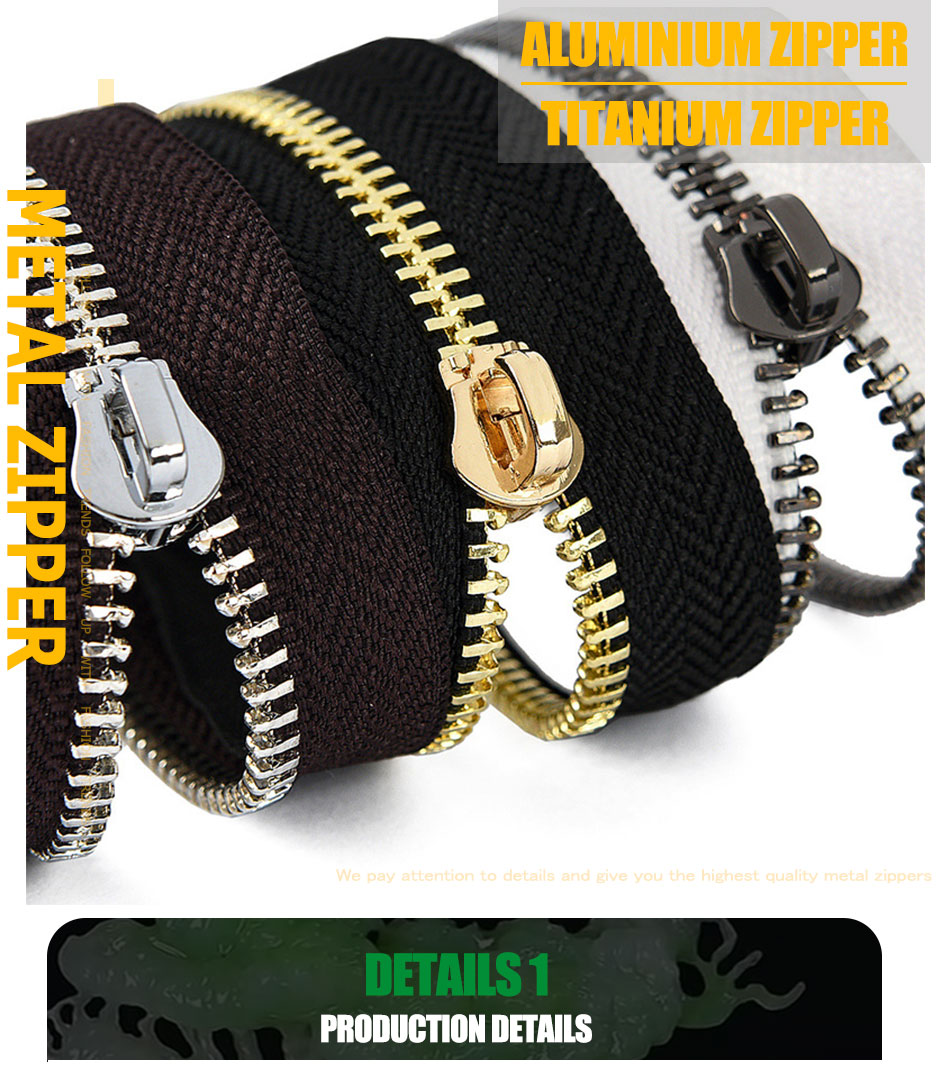 No. 5 Silver Tooth Open End Titanium Alloy Y-Tooth Zipper, For Coats ...